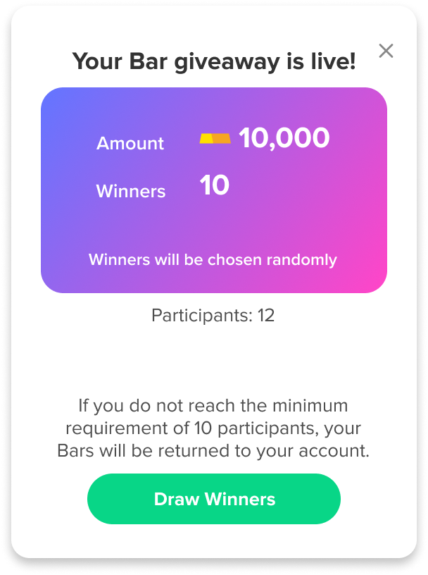Bar Giveaway – YouNow Support
